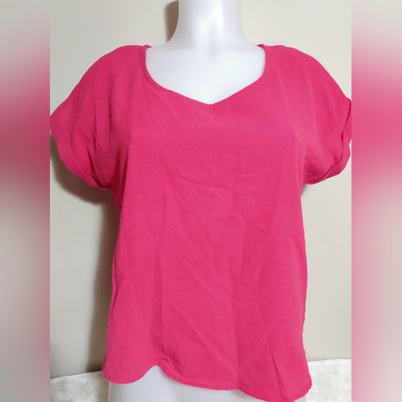 Pink Rose | Tops | Pink Rose Womans Size Large Hot Pink Blouse | Poshmark